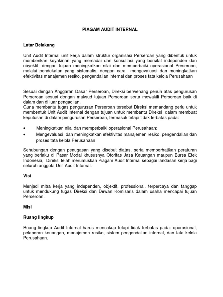 Piagam Audit Internal | PDF Piagam Audit Internal | PDF