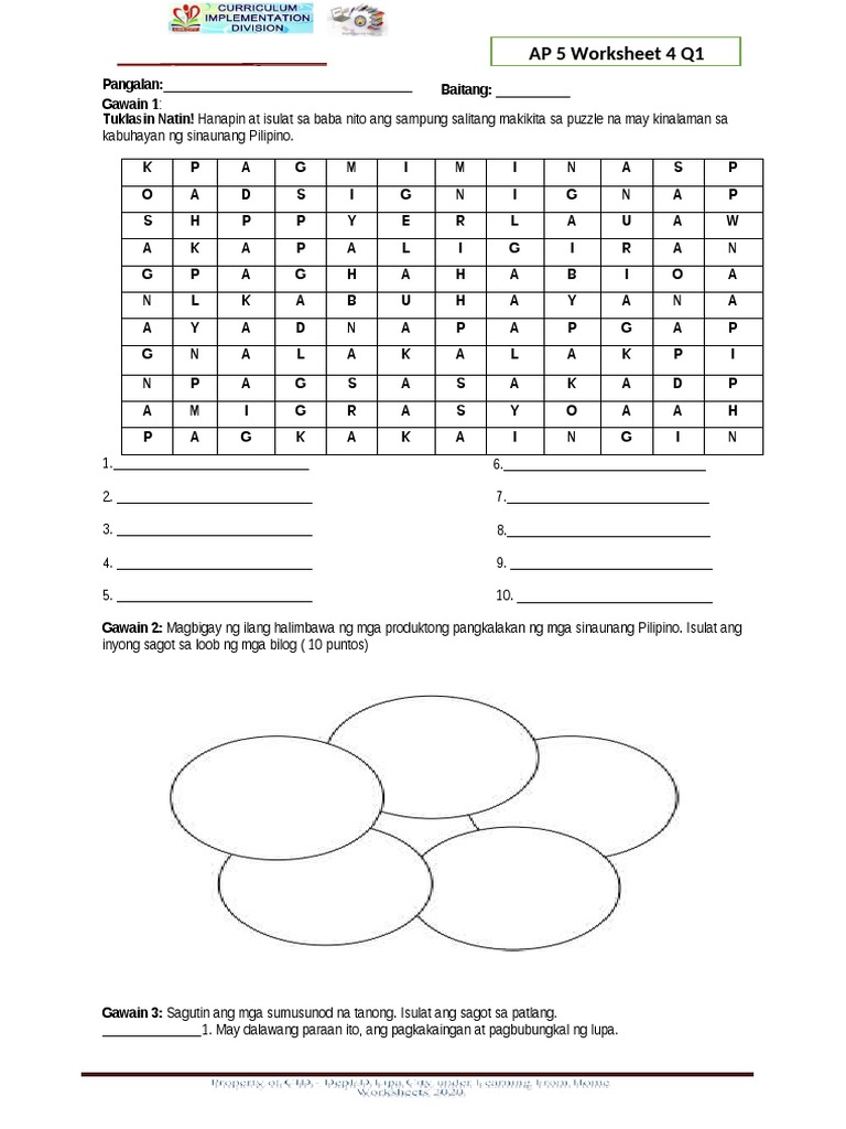 AP 5 Worksheet 4 Q1 | PDF