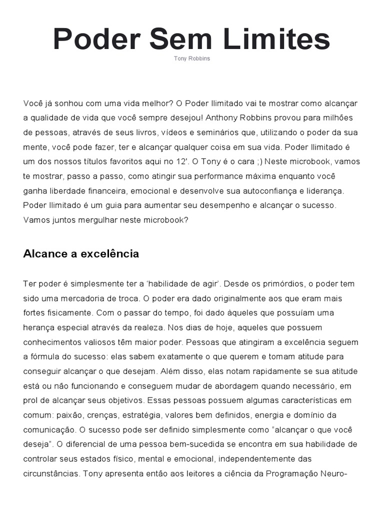 Poder Sem Limites | PDF | Poder (social e político) | Humano