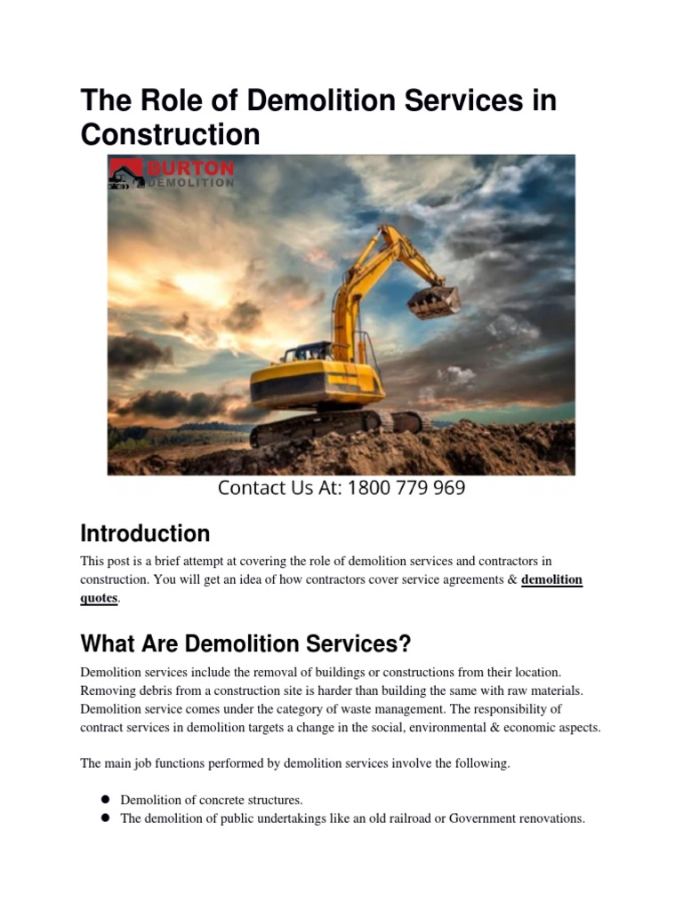 The Role of Demolition Services in Construction | PDF | Economies
