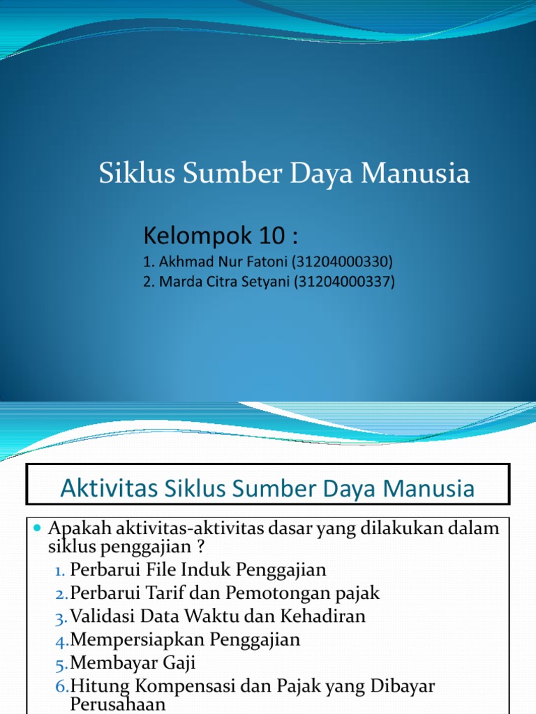 Presentasi Siklus SDM | PDF