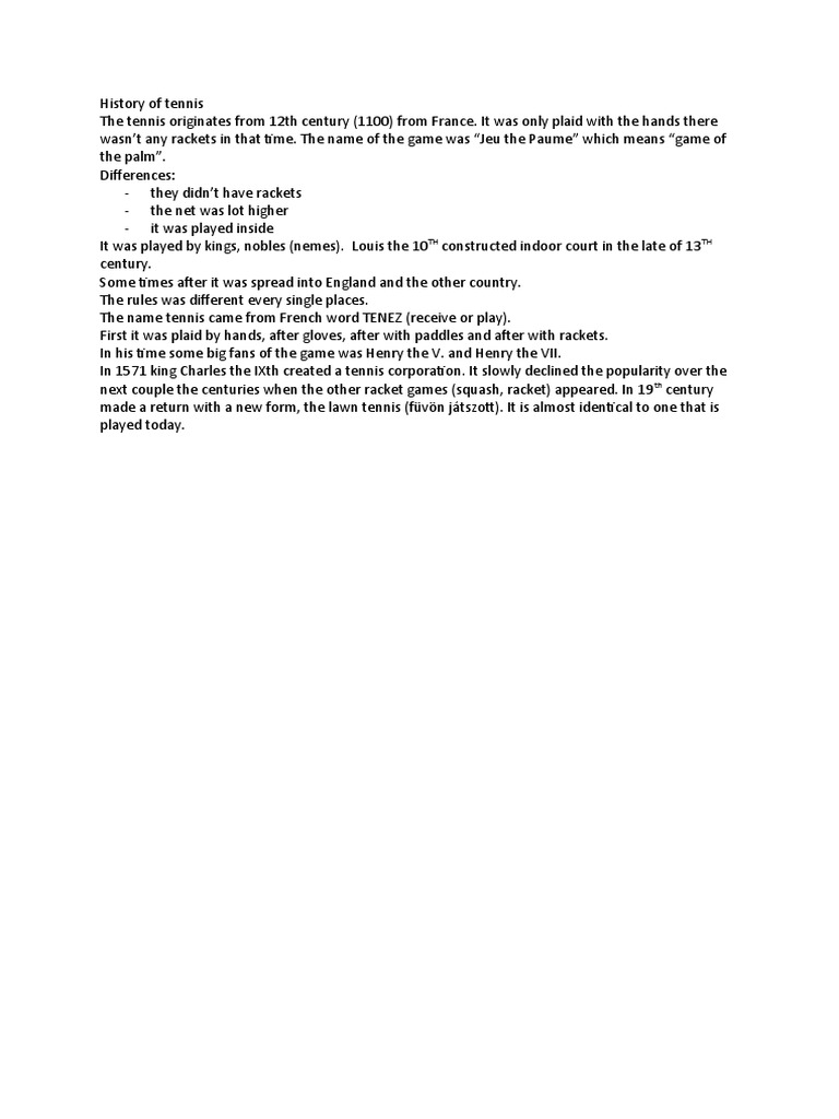 History of Tennis | PDF