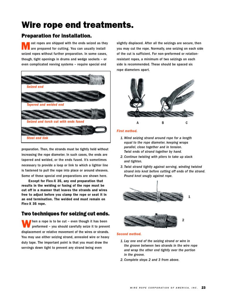 Wire Rope End Treatments.: Preparation For Installation | PDF | Wire | Rope