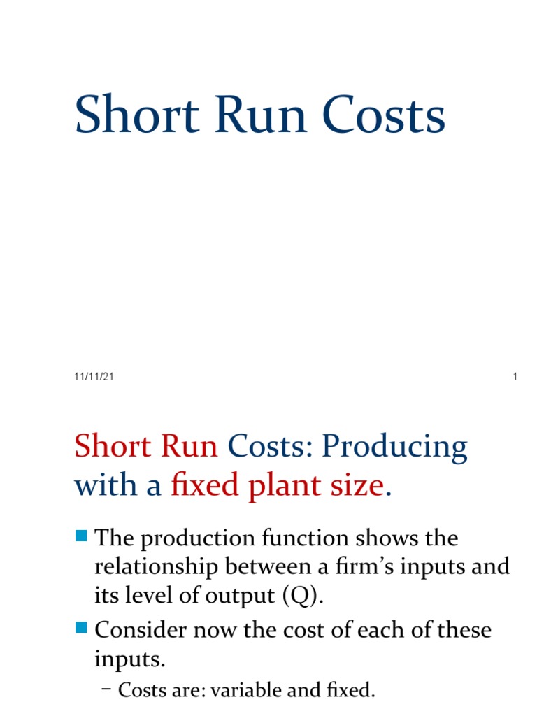 Short Run Cost | PDF | Marginal Cost | Business