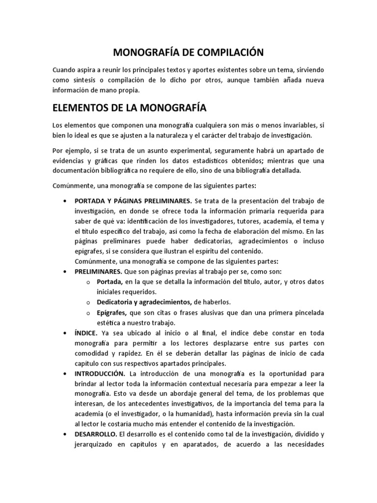 Monografía de Compilación | PDF | Bibliografía