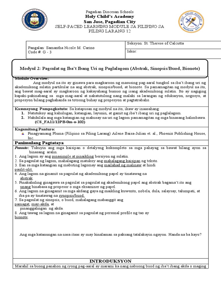 Final Fil - Sa Piling Larang Module 2 | PDF