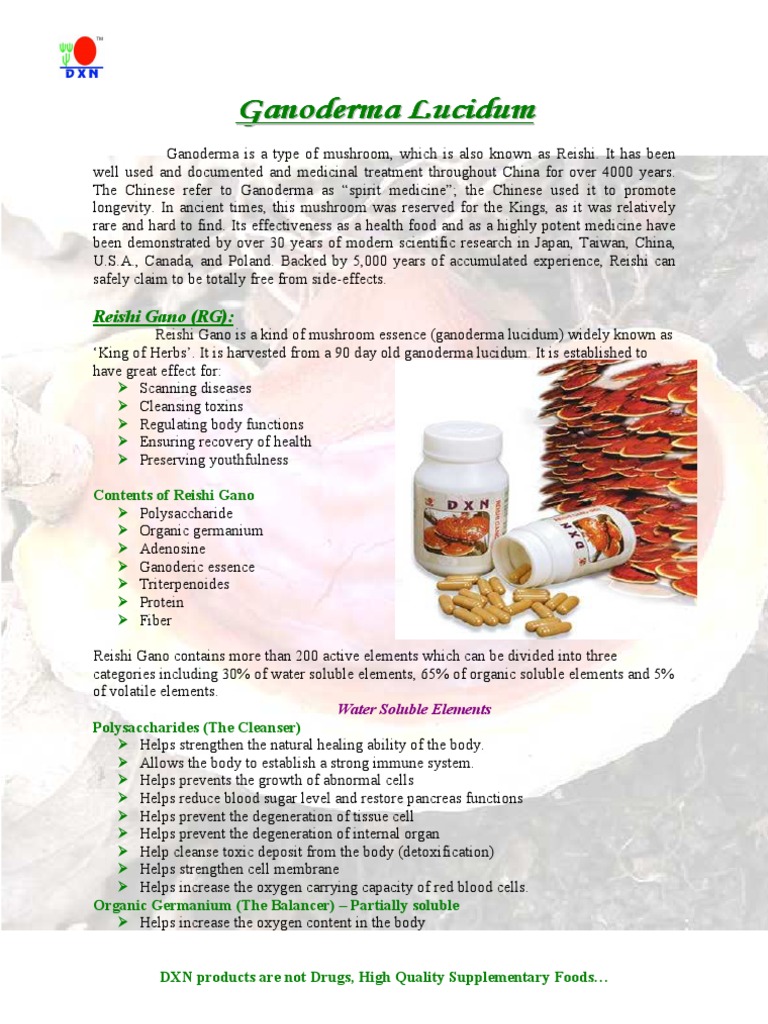 Reishi Gano & Ganocelium: Health Benefits of Ganoderma Lucidum | PDF ...