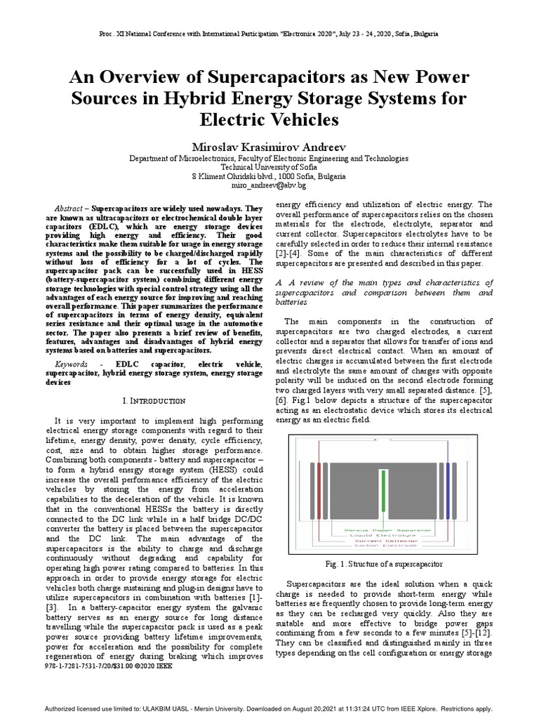 An Overview of Supercapacitors As New Power Sources in Hybrid Energy Storage Systems For ...