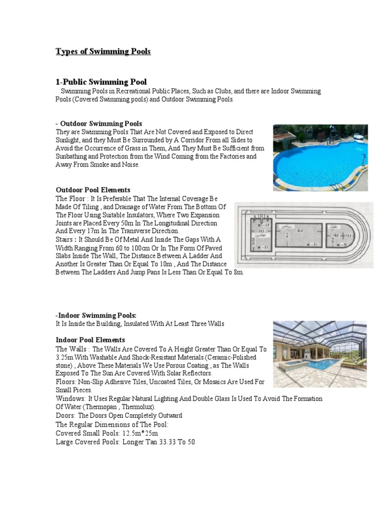Types of Swimming Pools | PDF | Swimming Pool | Building Technology