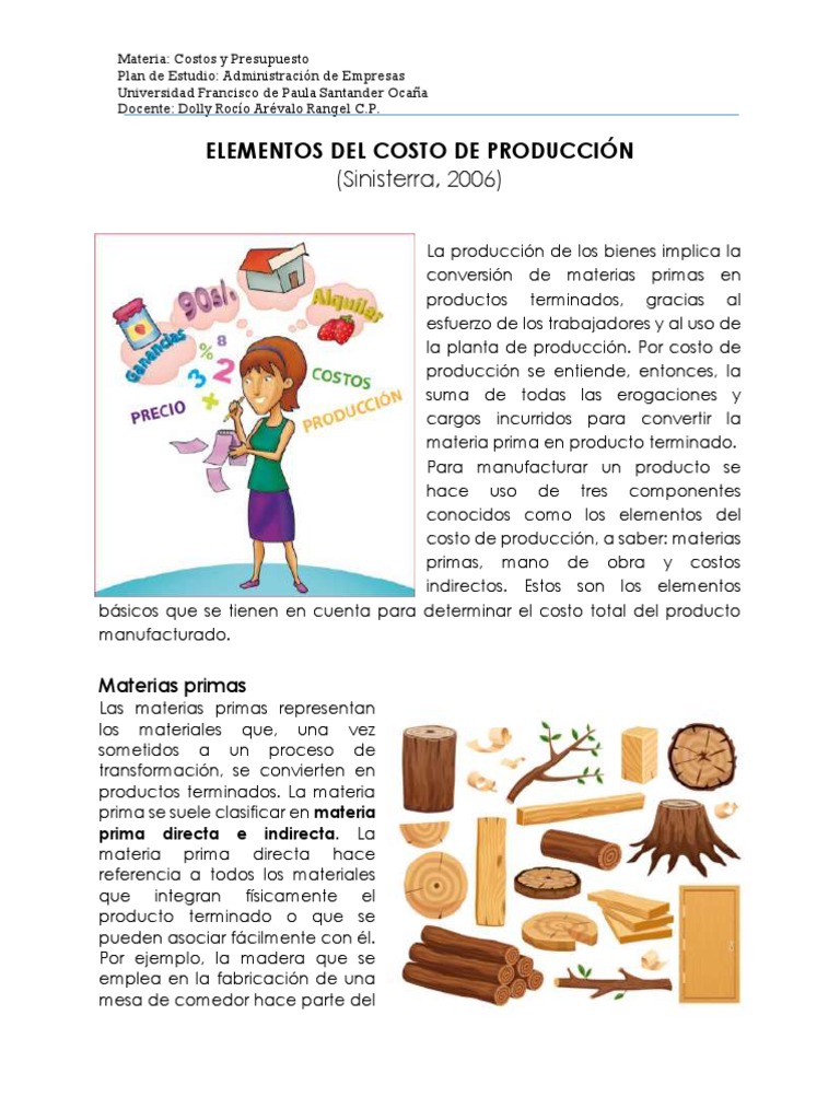 Elementos Del Costo de Producción | PDF | Costo | Presupuesto