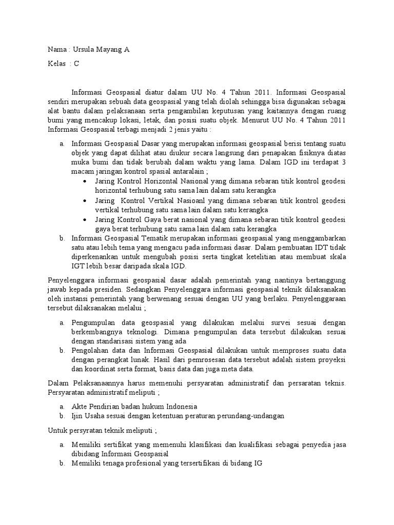 Informasi Geospasial dalam UU 4/2011 | PDF | Ilmu Sosial | Komputer