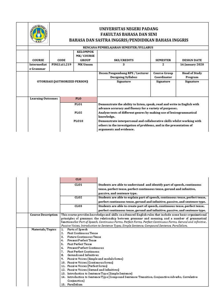 RPS INTERMEDIATE GRAMMAR Jan-Jun 2020 | PDF | Educational Assessment | Question