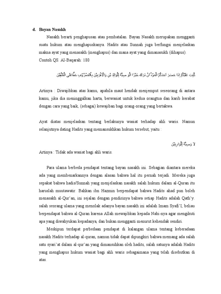 Pengertian dan Contoh Bayan Nasakh | PDF | Agama & Spiritualitas