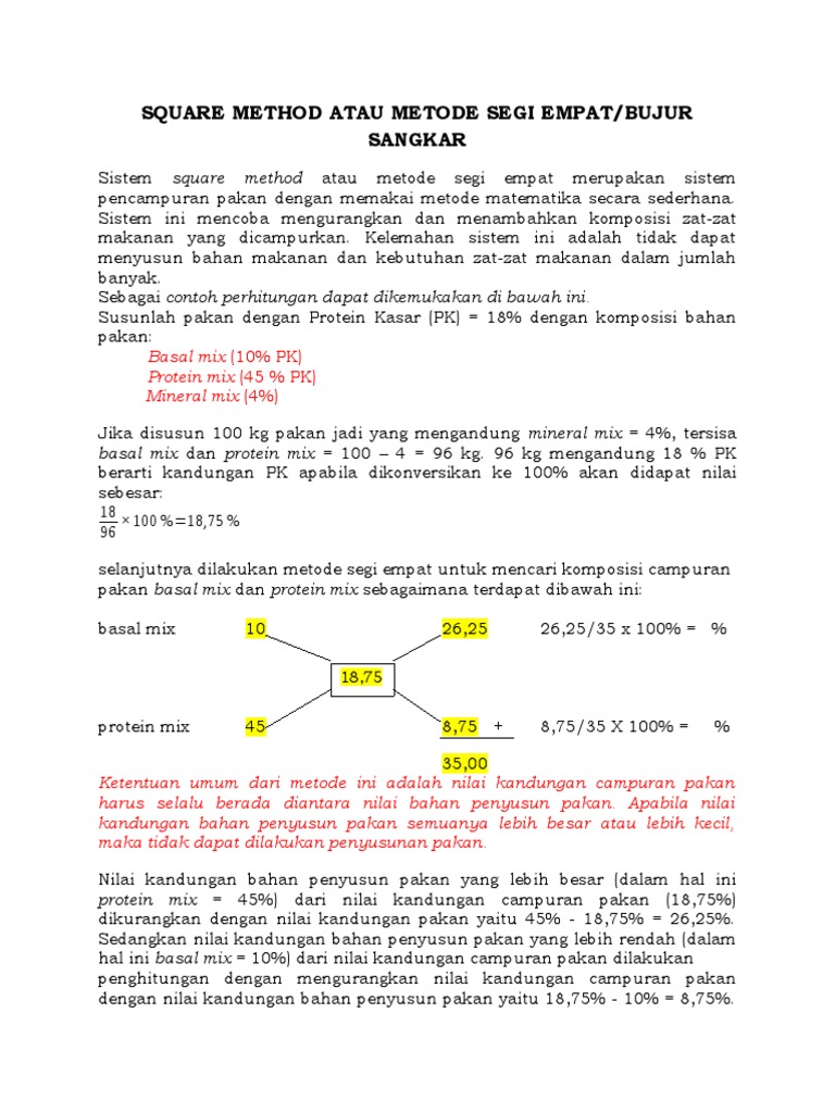 Square Method Atau Metode Segi Empat | PDF | Memasak, Makanan, & Anggur ...