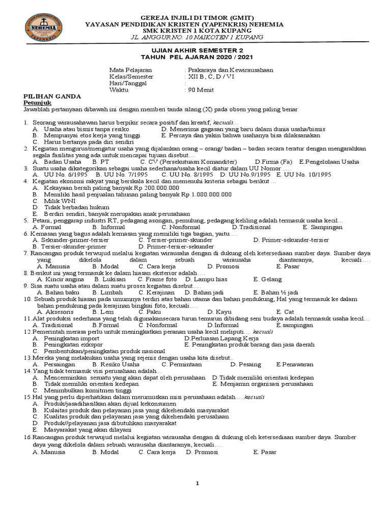 KEWIRAUSAHAAN KELAS XII Ok | PDF