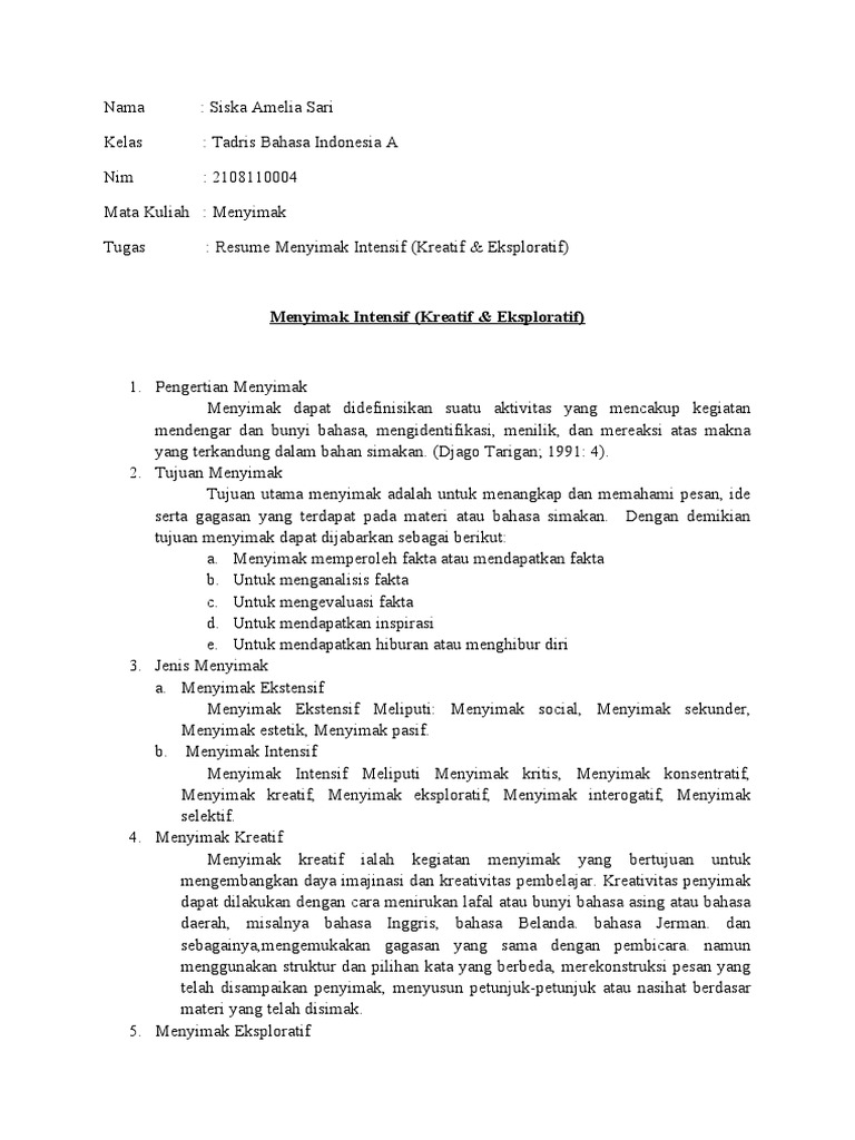 Resume Menyimak Siska | PDF | Karier & Perkembangan