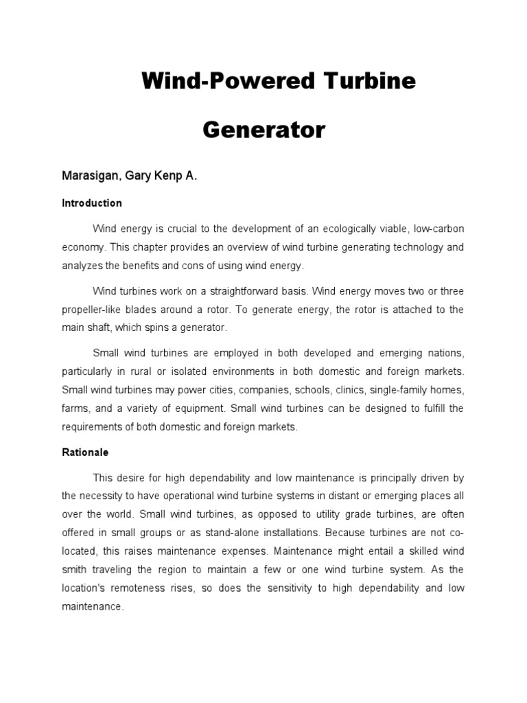 Wind Powered Turbine Generator. | PDF
