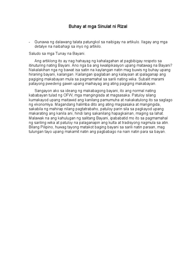 Rizal Activity 2 | PDF