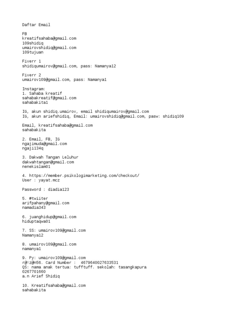 A Comprehensive List of Email Addresses, Usernames and Passwords for ...