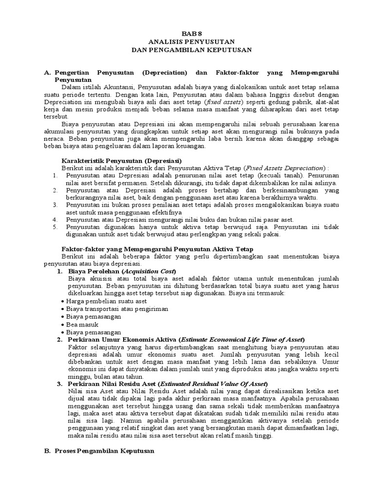 Bab 8 Analisis Penyusutan | PDF
