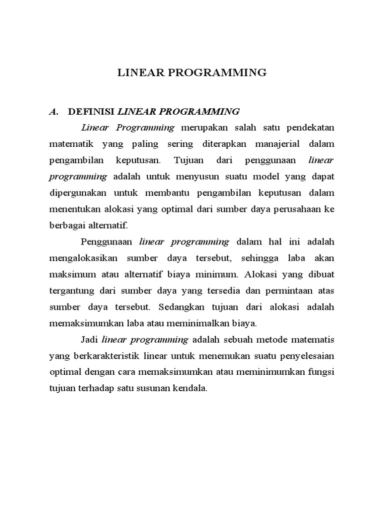 Artikel Linier Programming Operasi Riset | PDF