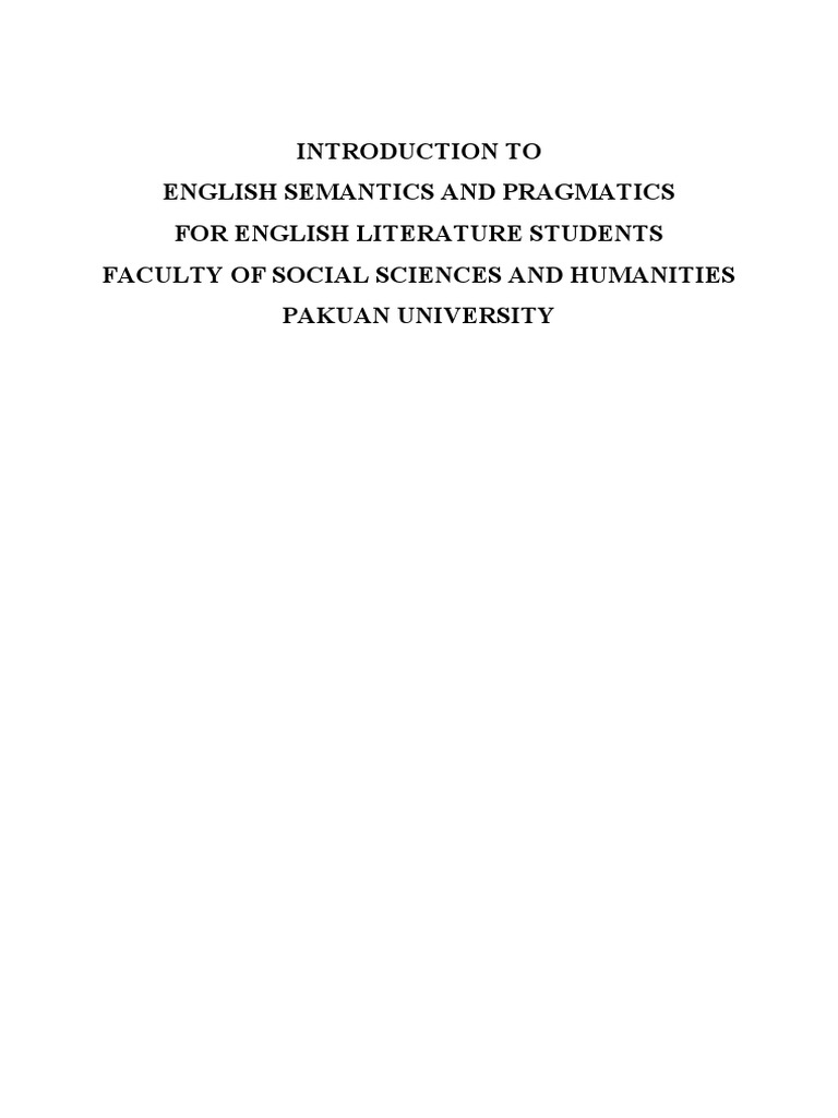 An Introduction To Semantics | PDF