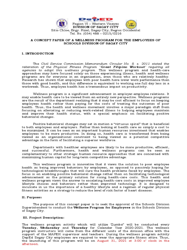 Wellness Program Concept Paper | PDF | Employment | Physical Fitness