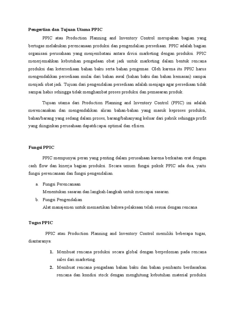 Pengertian PPIC | PDF