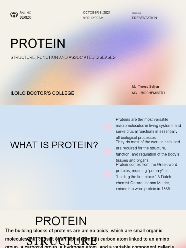 Protein: Iloilo Doctor'S College | PDF | Proteins | Beta Sheet
