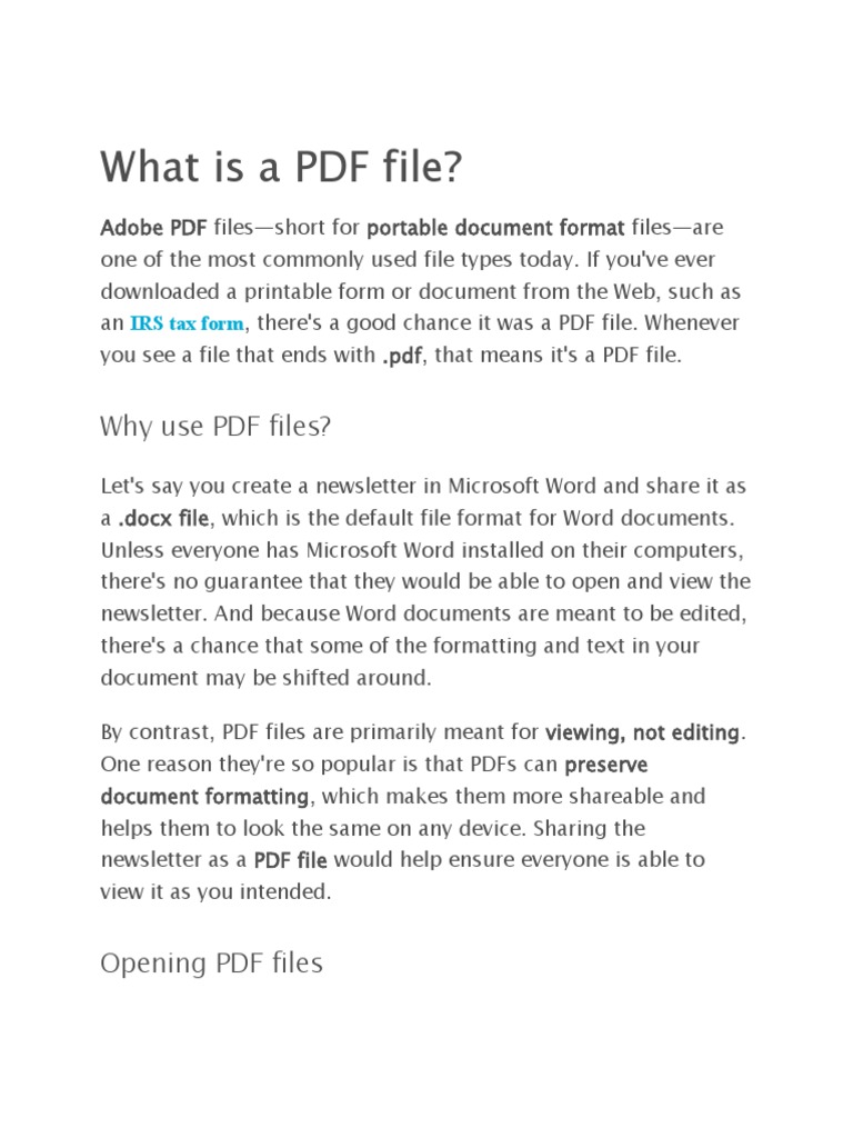What Is A PDF File?: Why Use PDF Files? | PDF | Business | Computers