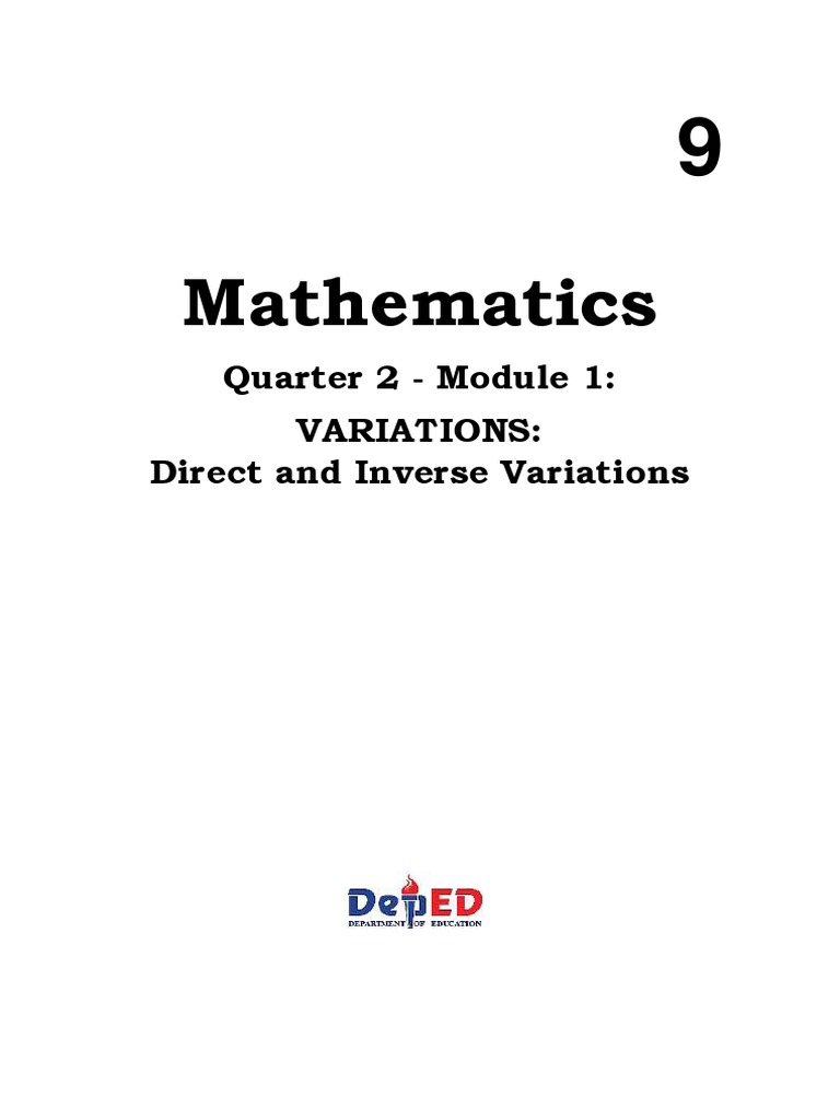 Math 9 q2 Week 1 Module 1 Variations Direct and Inverse Variations For ...