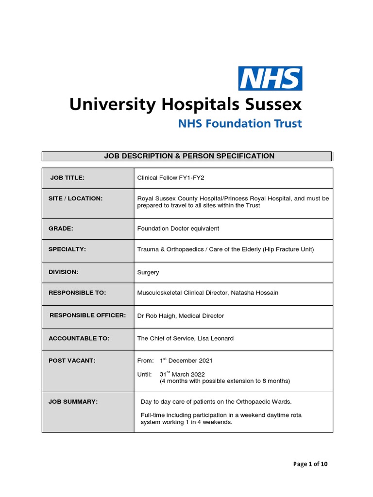 379-MHRGREEN89 - Oct 21 002 - Clinical Fellow Junior Doctor FY1 - Job ...