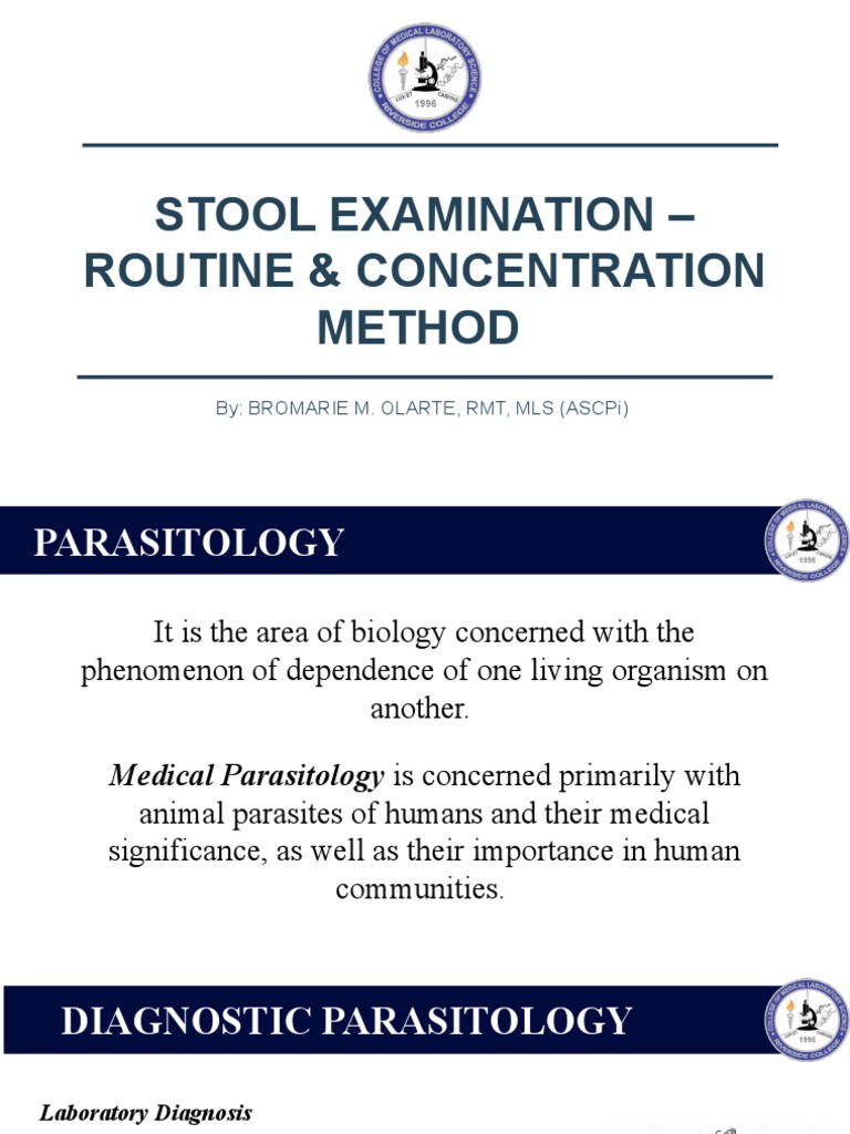 Stool Exam - Routine, Conc. Method - Students' | PDF | Parasitology ...