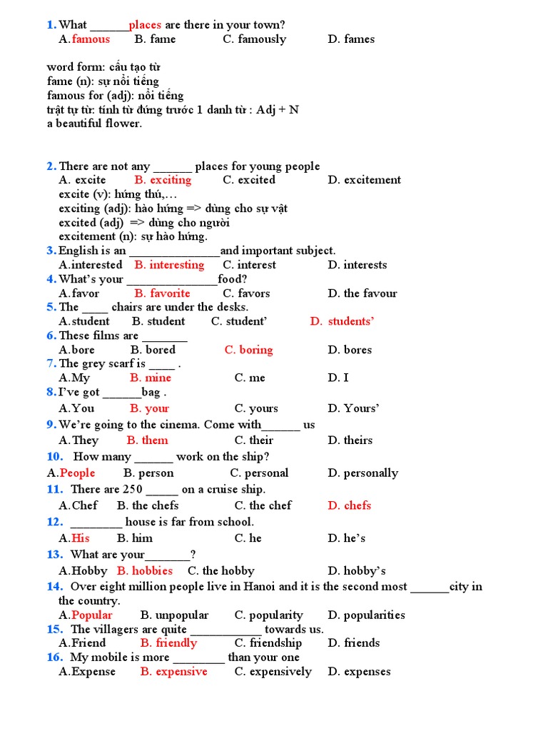 G6. Word Forms .C. Hạnh | PDF