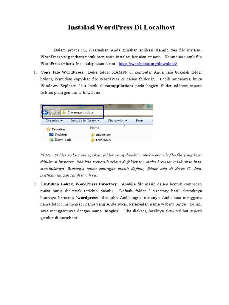 Tutorial Instalasi Wordpress | PDF