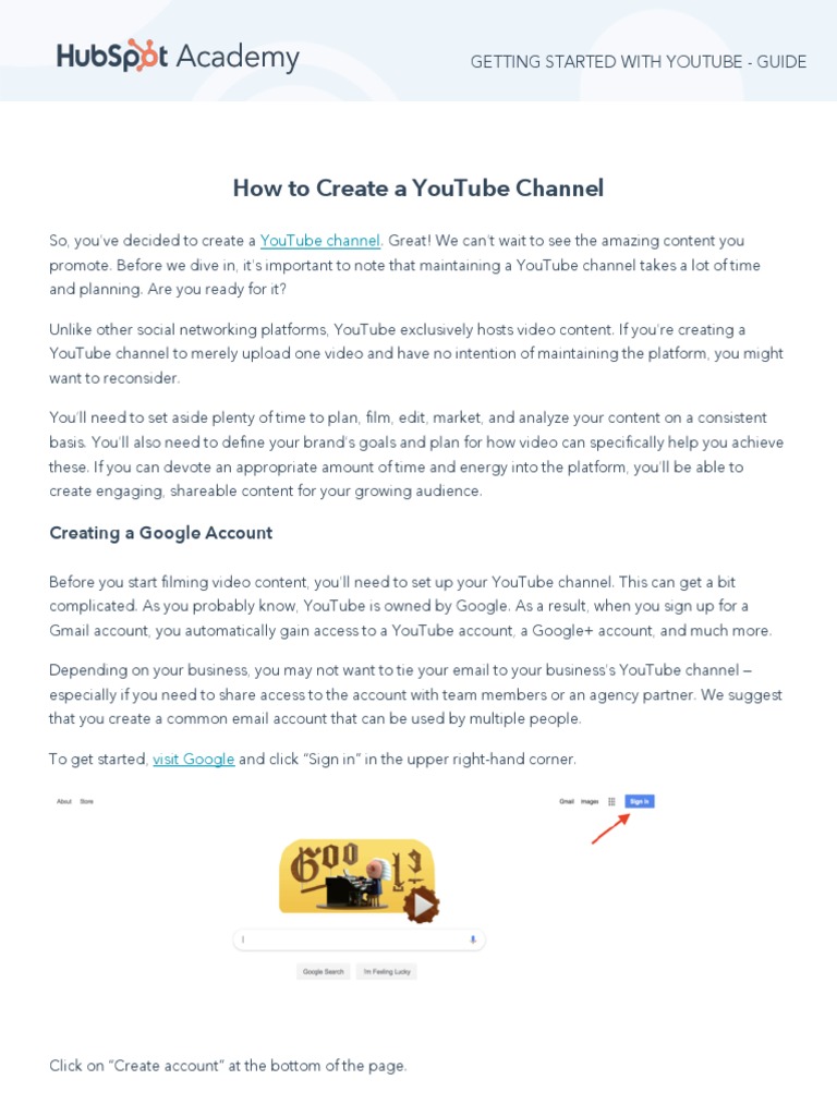 Guide - How To Create A YouTube Channel | PDF | You Tube | Icon (Computing)
