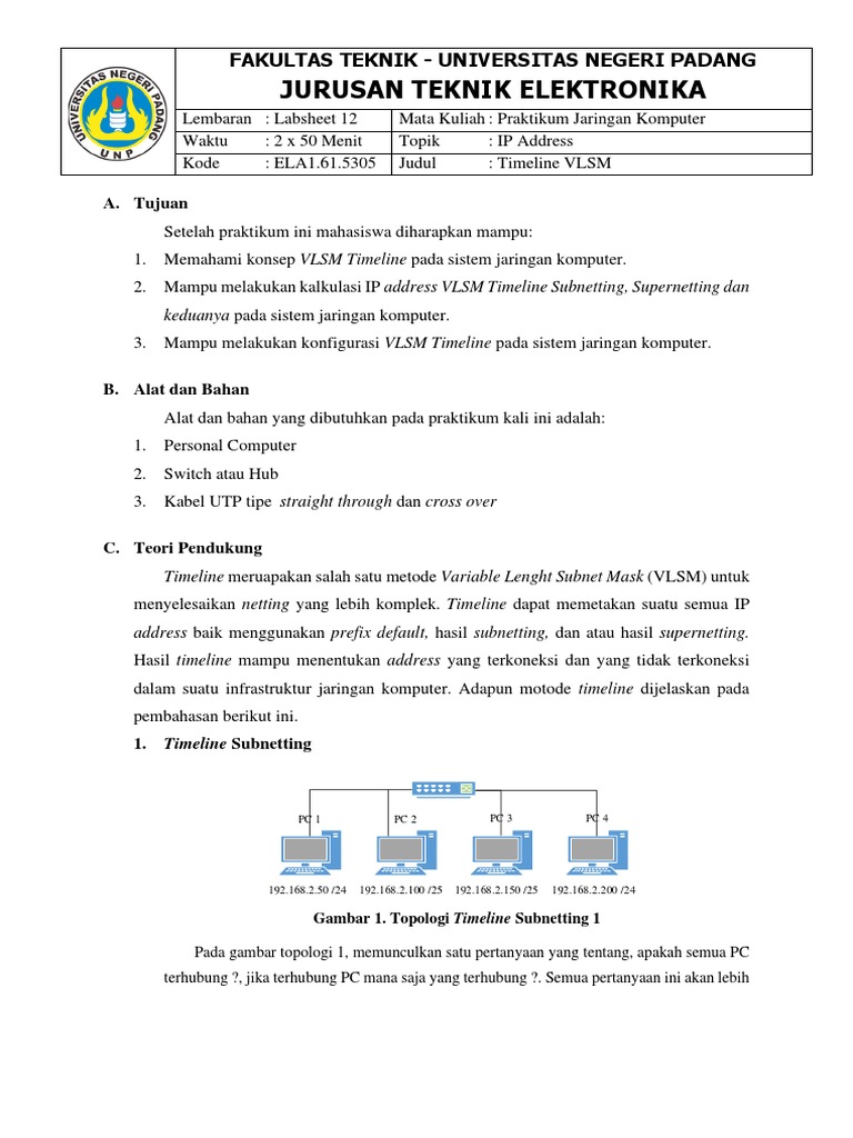 Labsheet 11 IP Address Timeline VLSM | PDF