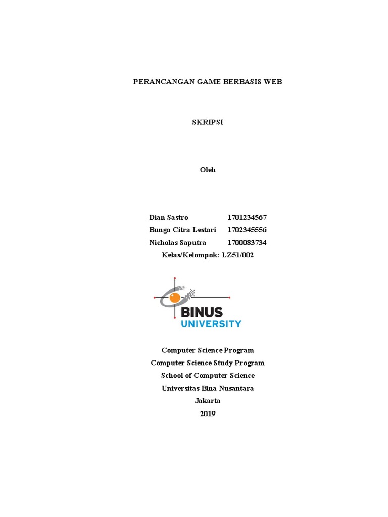 Contoh Sampul Dan Judul Softcover Skripsi (Bagian Depan) | PDF