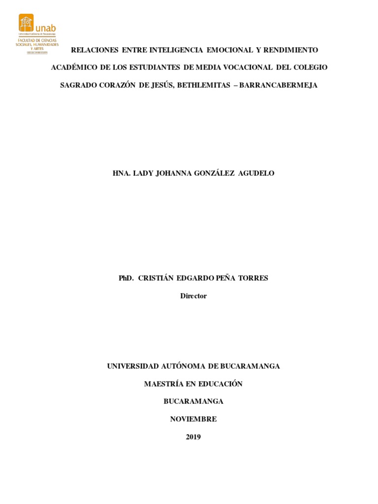2019 Tesis Lady Johanna Gonzalez Agudelo | PDF | Las emociones ...