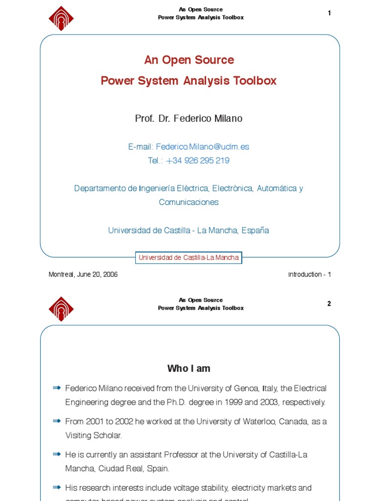 An Open Source Power System Analysis Toolbox: 7% (%#/#,) "3 ? @AB A@C AD@ | PDF