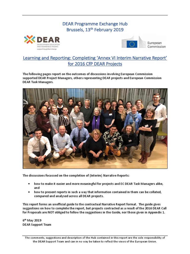 Dear Narrative Reporting Exchange Hub Feb 2019 Final B | PDF