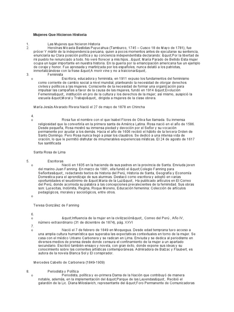 Mujeres Que Hicieron Historia | PDF | Ciencias sociales