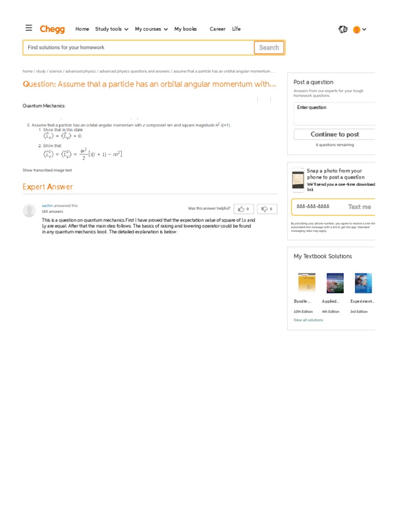 Assume That A Particle Has An Orbital Angular Mome... | PDF | Textbook | Physics