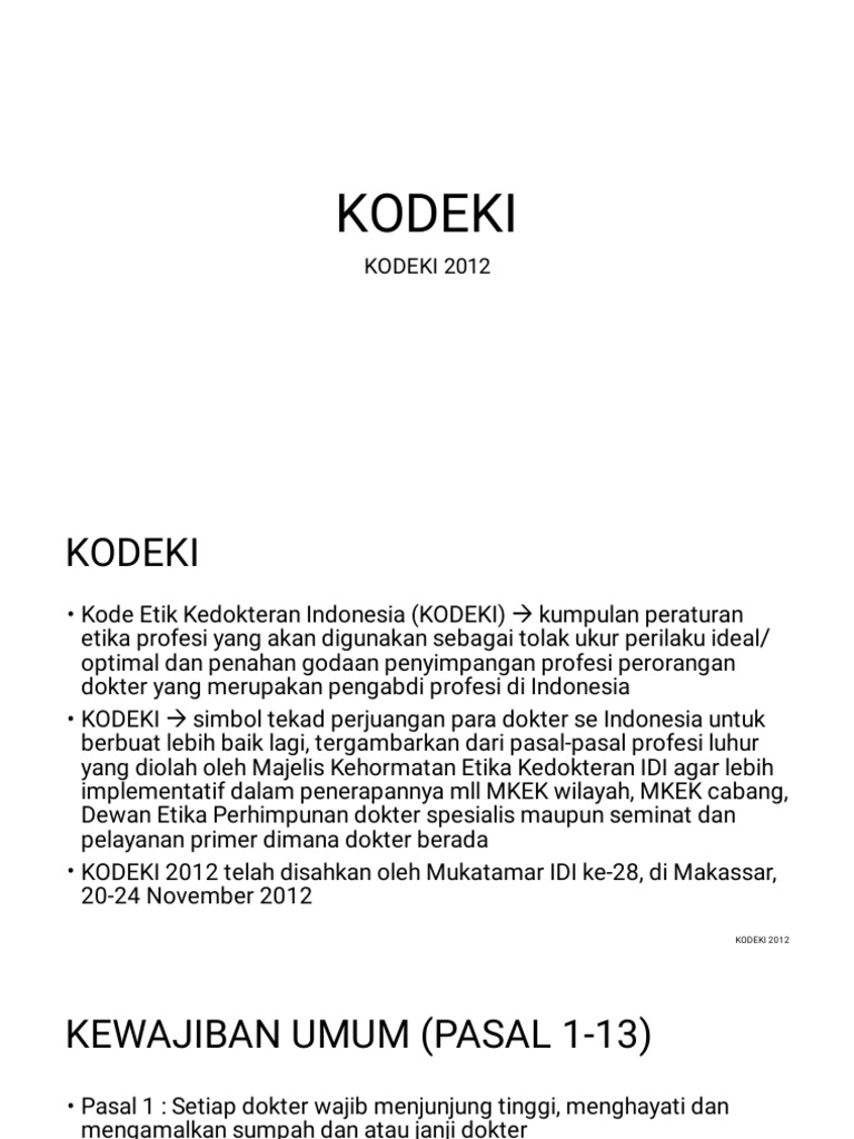 KODEKI | PDF | Pengembangan Diri