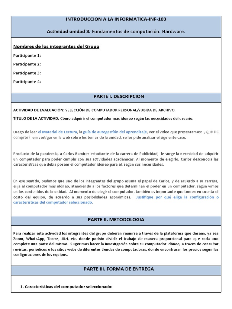 Formulario de Envio Actividad Practica Unidad 3 | PDF