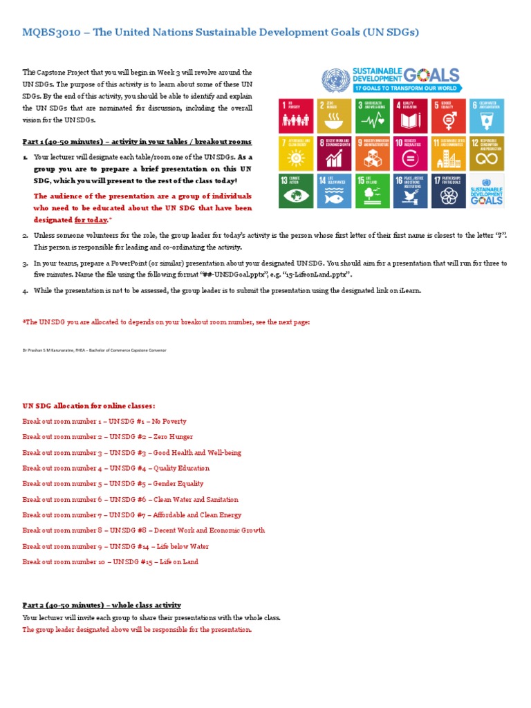 Mqbs3010 - The United Nations Sustainable Development Goals (Un SDGS ...