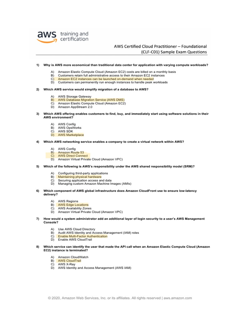 Quiz AWS | Download Free PDF | Amazon Web Services | Cloud Computing
