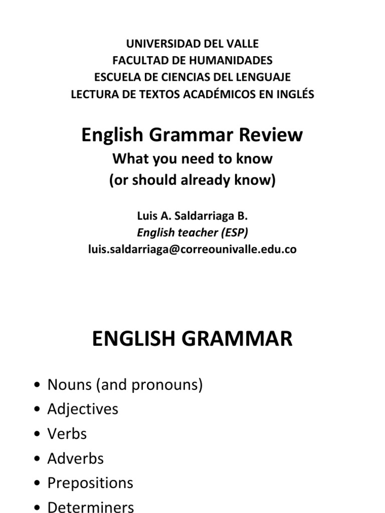 English Grammar Review | PDF | English Grammar | Verb