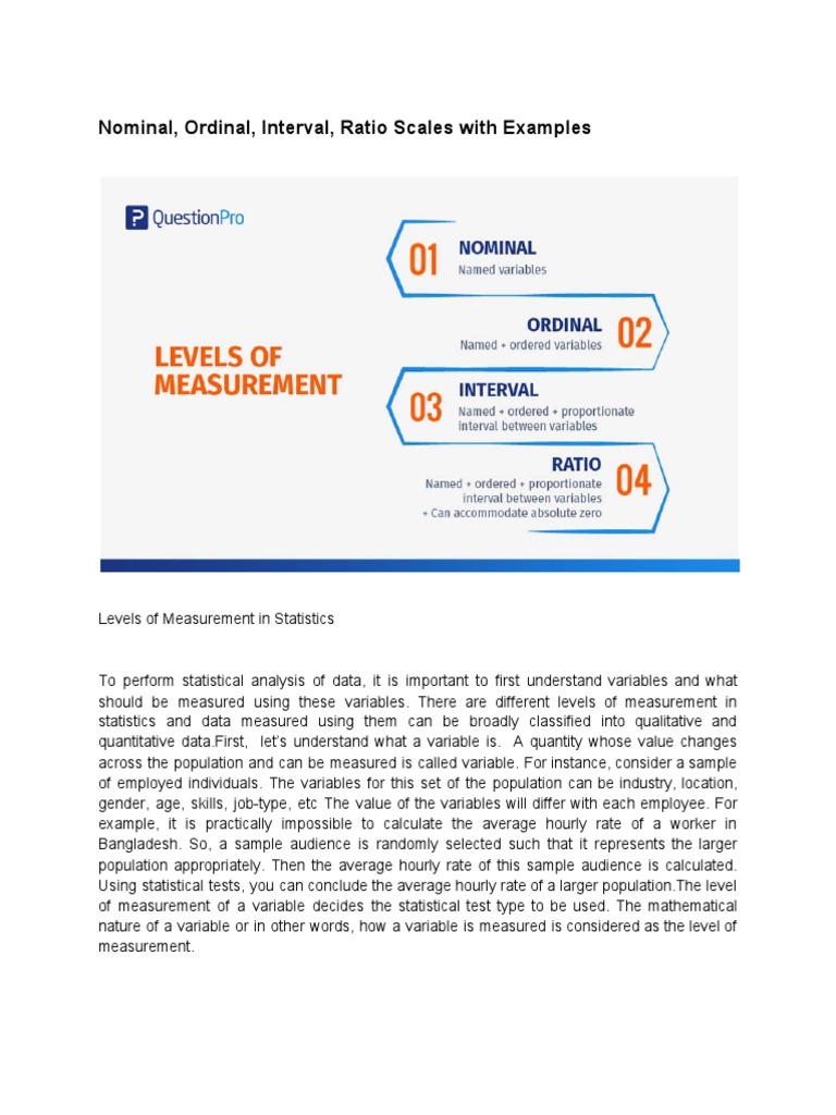 Nominal, Ordinal, Interval, Ratio Scales With Examples | PDF | Level Of ...
