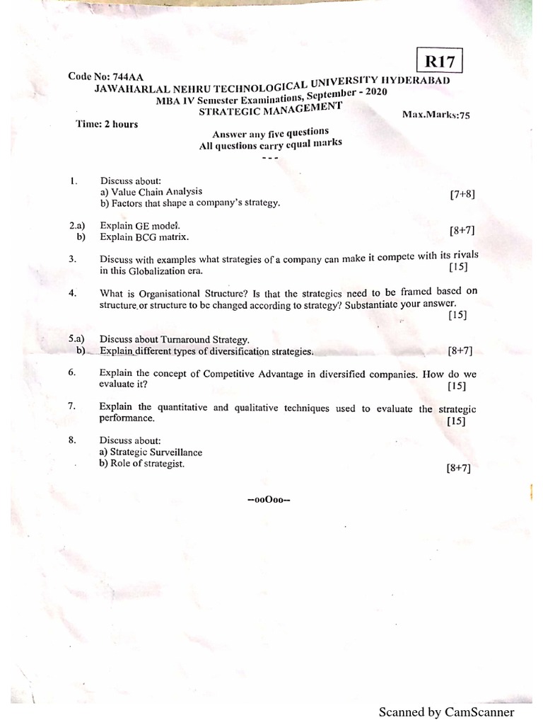 Strategic Management QP | PDF